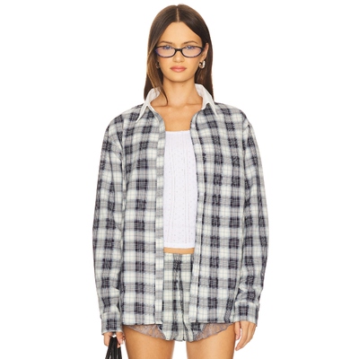 [春季新品]LIONESS格子衬衫藏青色宽松设计感外套上衣REVOLVE小众
