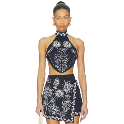 Agua Bendita ELAY 上装 藏青色 y2k辣妹风REVOLVE小众新款