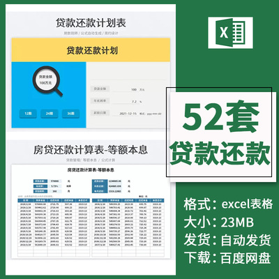 房车贷款分期还款自动计算excel表格信用卡借款偿还计划记录提醒