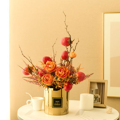 初若安然金色福桶仿真花