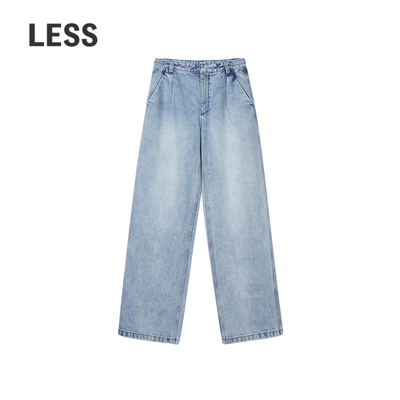 LESS秋直筒棉质宽松休闲长裤简约舒适时尚利落牛仔裤女2O9E11840