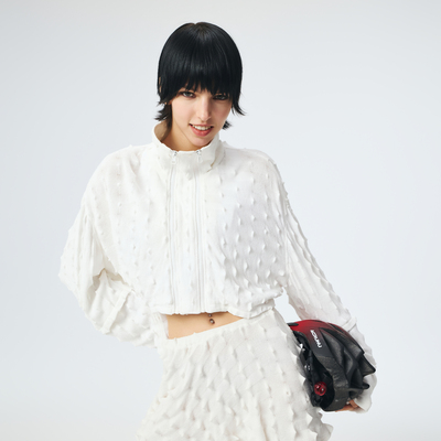 D.MARTINAN QUEEN奥感N系列2025秋拉链针织开衫女 运动休闲短外套