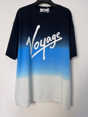 Earthling 蓝色渐变voyage短袖潮牌印花落肩宽松重磅t恤男女短袖