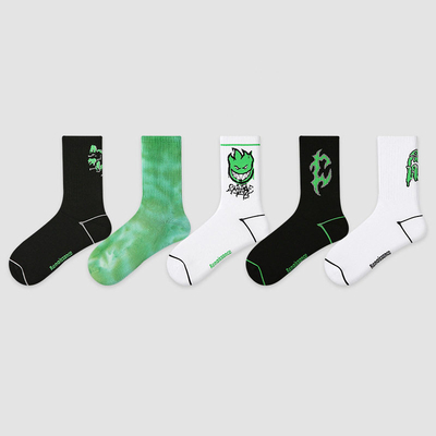 潮男运动袜街头涂鸦ins风印花中筒篮球袜盒装透气新疆棉袜子男