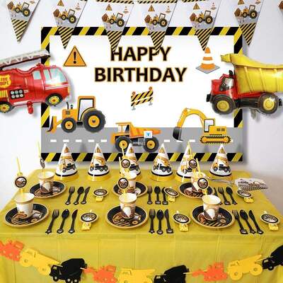 construction vehicle party decorations cars dispble table