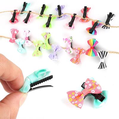 -20pcs/lot hair clips candy color/dot/flower print ribbon b