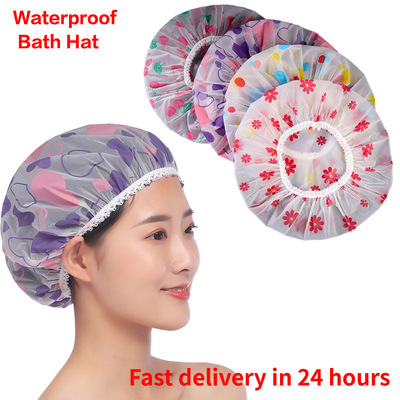 1/5pc Waterproof Bath Hat Thickened Shower Cap Oil Fume Cap