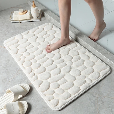 Cobblestone Embossed Bath Mat Non-slip Carpets In Wash 地垫
