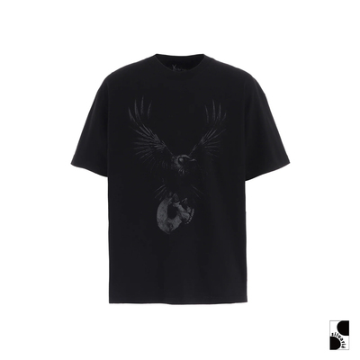 MASSES日本街头个性复古黑鸦T恤