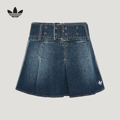 adidas阿迪达斯三叶草女休闲牛仔运动短裙 加打底裤内衬 KX3049
