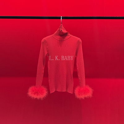 【L.K.BABY】糯叽叽 时髦精气质软糯羽毛元素百搭针织高领衫
