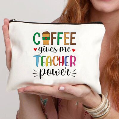 Teacher Theme Lipstick Bag Makeup Bags Women School Cosmetic