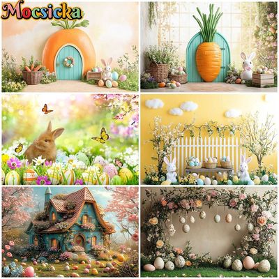 Mocsicka Easter Decor Background Photography Flower Egg Rabb