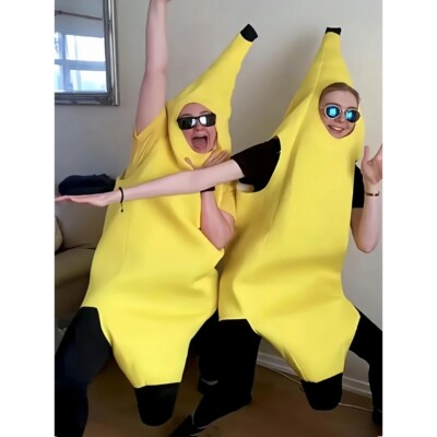 Adult Kids Unisex Funny Banana Cosplay Costume Suit Yellow H