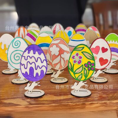Easter Bunny Egg Wooden Children Graffiti Wood Diy Crafts Ho