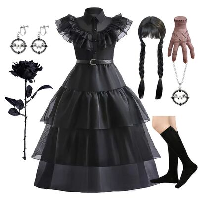 Girls Halloween Cosplay Costume Dress Movie Kids Gothic Danc