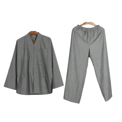 新僧服秋冬款短褂套装深灰色棉小褂男女同款出家人衣服僧人外套僧