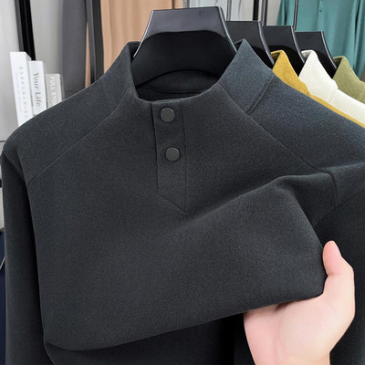 高档半高领打底衫男秋冬季2025年新款德绒长袖卫衣加厚保暖秋衣男