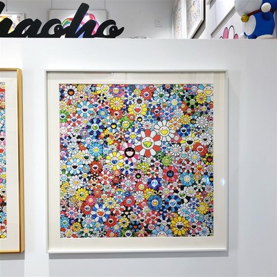 村上隆太阳花版画 复古flower太阳花装饰画 潮流微笑花kaikaikiki