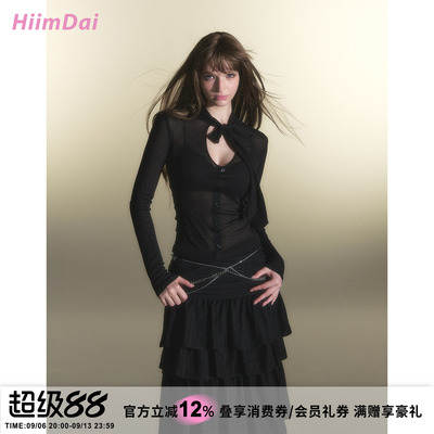 微透绑带修身长袖T恤HiimDai