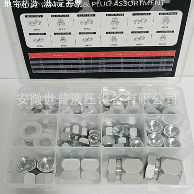 72件JIC37° 和 ORFS工业液压软管和管道接头套件盖和插头套件