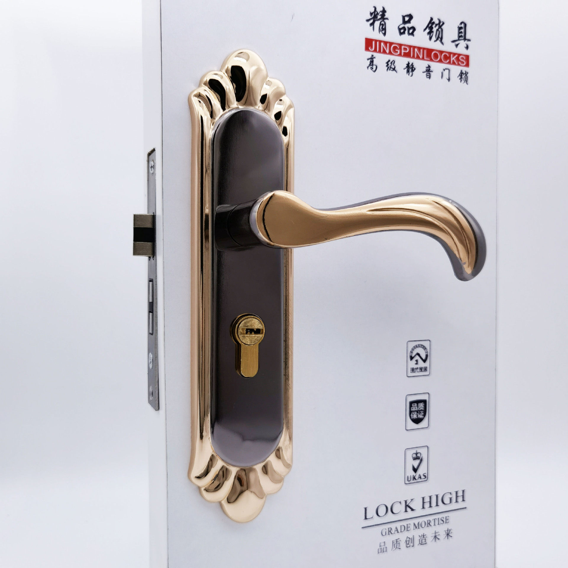 欧式木门执手锁 室内门锁 锁具通用型 带钥匙小50静音锁体孔距150