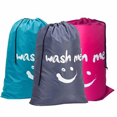 Smile Shape Nylon Laundry Bag Wash Me Travel Storage Pouch M
