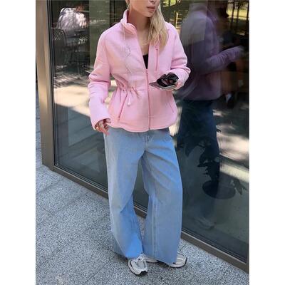 宽松抽绳收腰显瘦卫衣外套女