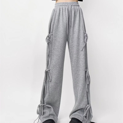 松紧腰甜妹风长裤阔腿裤