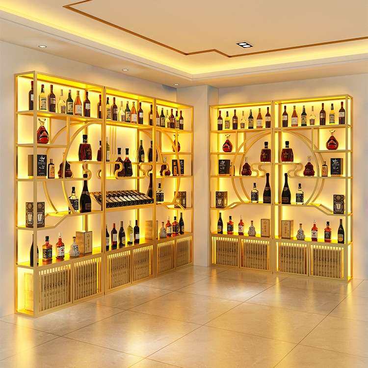 红酒柜白酒展示架铁艺酒架展示柜酒庄落地烟酒柜葡萄酒置物架商用