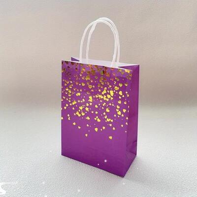 15cm 5pcs Kraft Paper Gift Bag wh Handle Gold