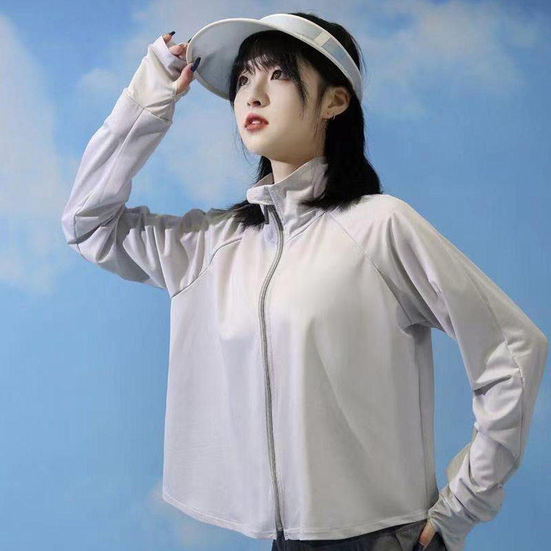 新品新款立领防晒衣女冰丝防紫外线骑行薄透气沙滩户外短外套防晒