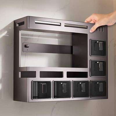 厨房调料特厚悬挂置物架壁挂式打孔收纳家用组合套装多功能调味品