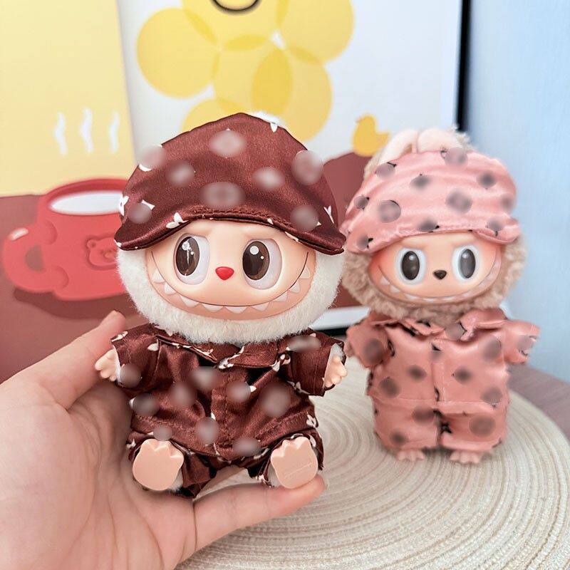潮玩娃衣17cmlabub挂件娃衣公仔搪胶玩偶沙滩配饰睡衣三件套装