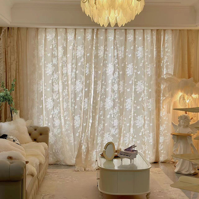 法式浪漫镂空光影不透人纱帘