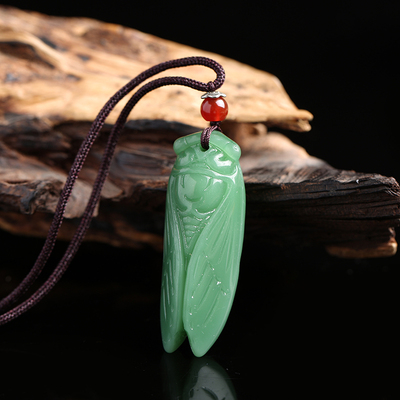 和田碧玉蝉吊坠一鸣惊人玉坠白玉知了挂件蝉吊坠男女款毛衣链绿玉