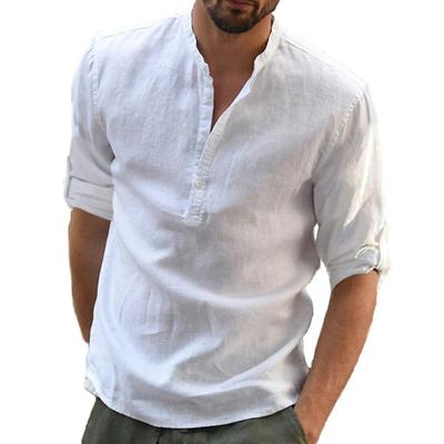 KB New Men's Casual Blouse Cotton Linen Shirt Loose ops