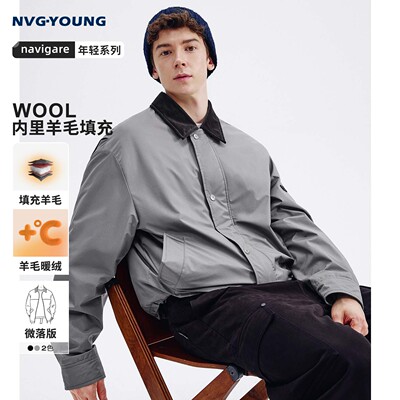 NAVIGARE意大利小帆船翻领夹克男士25秋冬新款时尚夹棉外套棉服