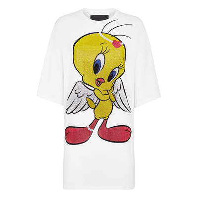 PHILIPP PLEIN 女士卡通印花平纹短袖T恤裙