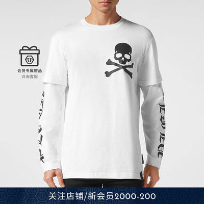 PHILIPP PLEIN 男士GOTHIC假两件长袖圆领T恤