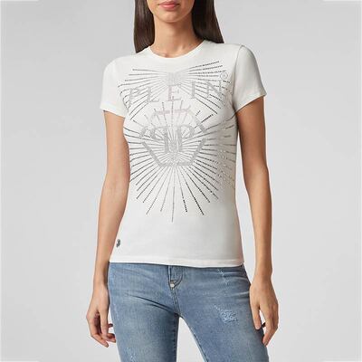 【Mei】PHILIPP PLEIN T恤 女士字母logo印花圆领T恤