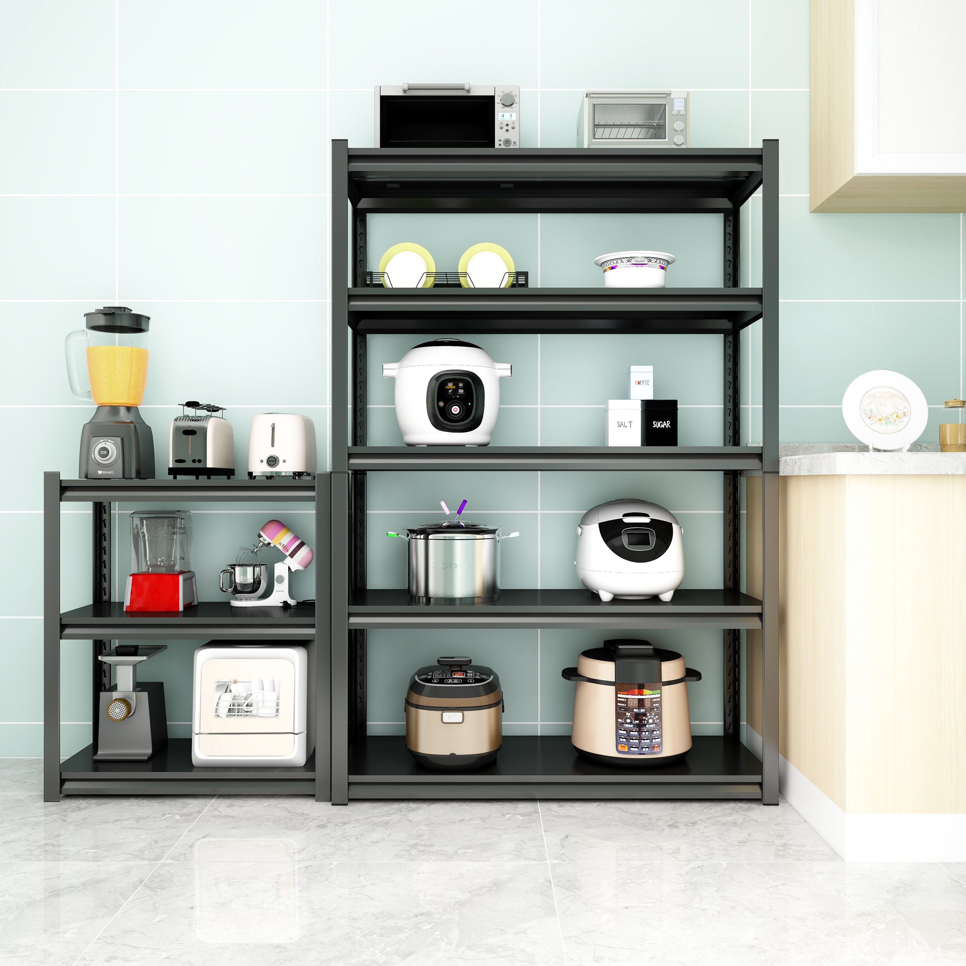 厨房置物架落地式多层微波炉收纳架家用多功能阳台客厅储物货架子_虎窝淘