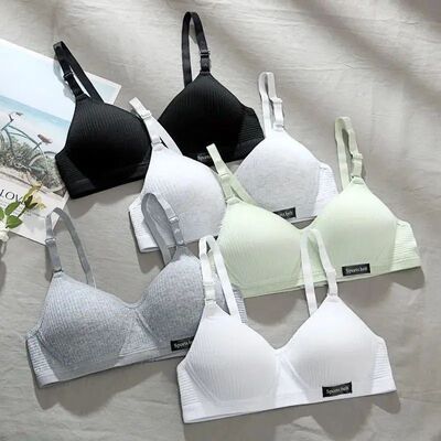 Cotton Underwear Women AB Cup Bra Wireless Gathered Comfort