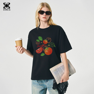 ics丨iconslab手绘番茄水果字母短袖T恤