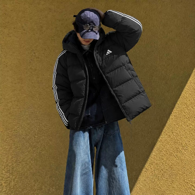 阿迪达斯男冬季保暖连帽羽绒服