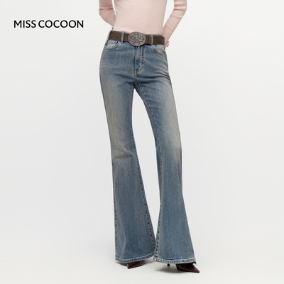 【七七酱专享】MISSCOCOON低腰喇叭裤美式复古显腿长棉牛仔裤