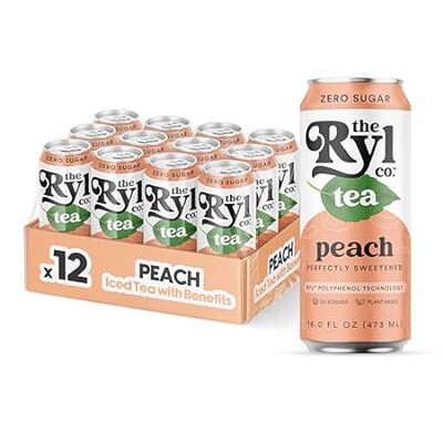 Ryl Iced Tea， Peach， Antioxidant Superblend， Zero Sugar，