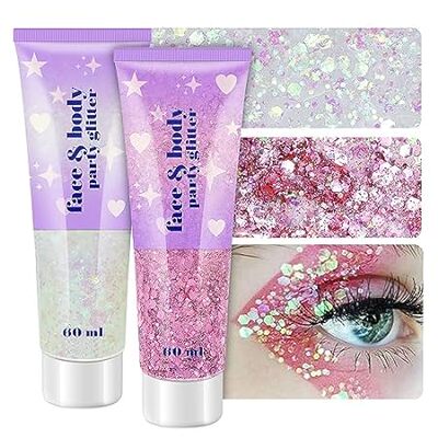 Holographic Face Glitter Gel， 120ml Body Shimmer Makeup f