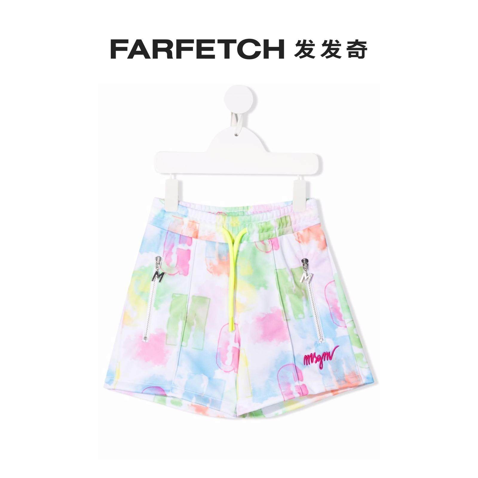 [Final Sale]Msgm童装logo印花抽绳裤腰运动短裤 FARFETCH发发奇_虎窝淘