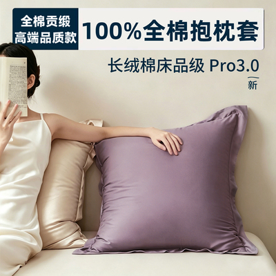 60支纯棉65x65卧室正方形抱枕套60cm45*50床头全棉大靠背垫不含芯